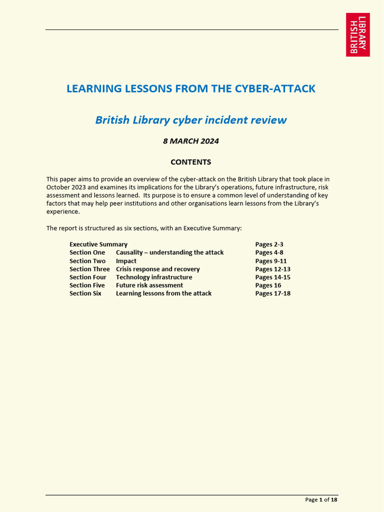 British Library Cyber Incident Review 8 March 2024 | PDF | Security ...