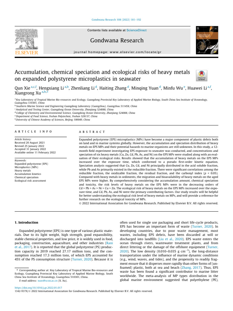 Tugas Makalah 3 - Accumulation Chemical Speciation and Ecological Risk of Heavy Metals On ...