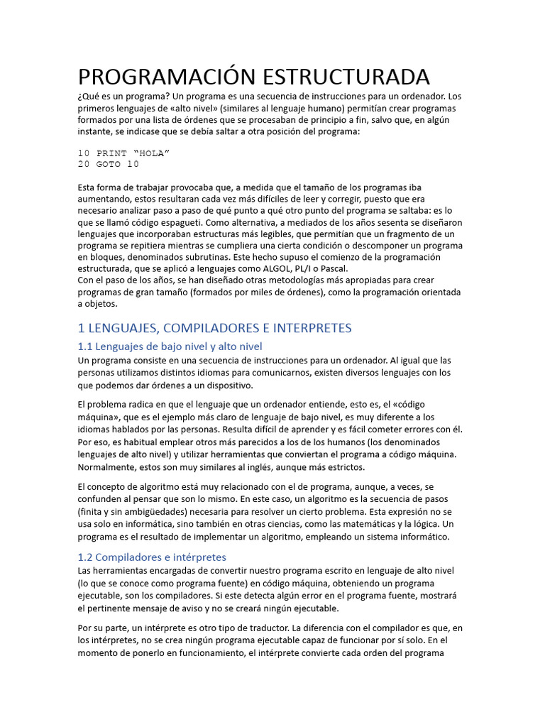 TEMA4 PROG | PDF | Lenguaje de programación | Programa de computadora