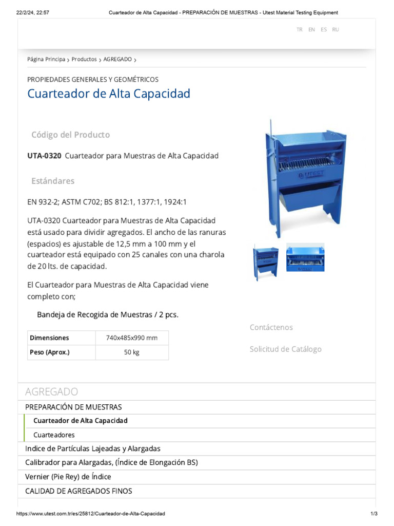 Cuarteador de Alta Capacidad - PREPARACIÓN DE MUESTRAS - Utest Material ...