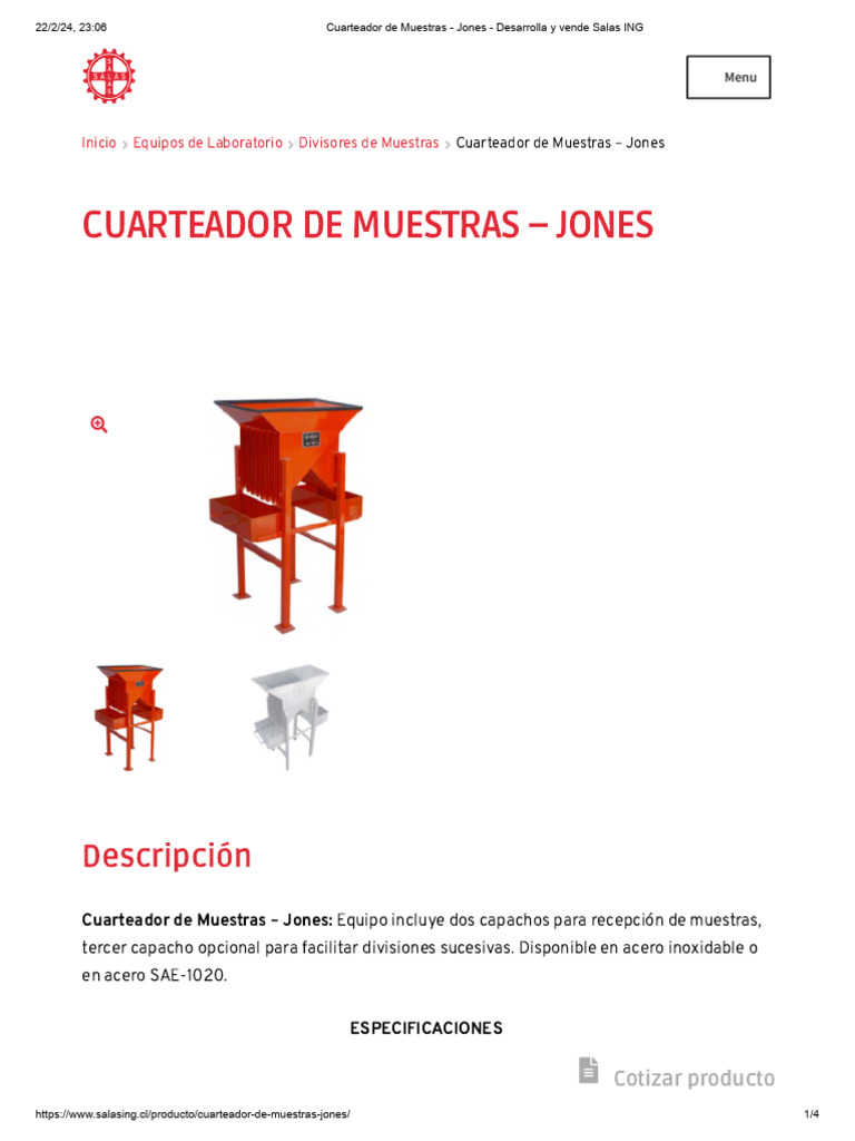 Cuarteador de Muestras - Jones - Desarrolla y Vende Salas ING | PDF