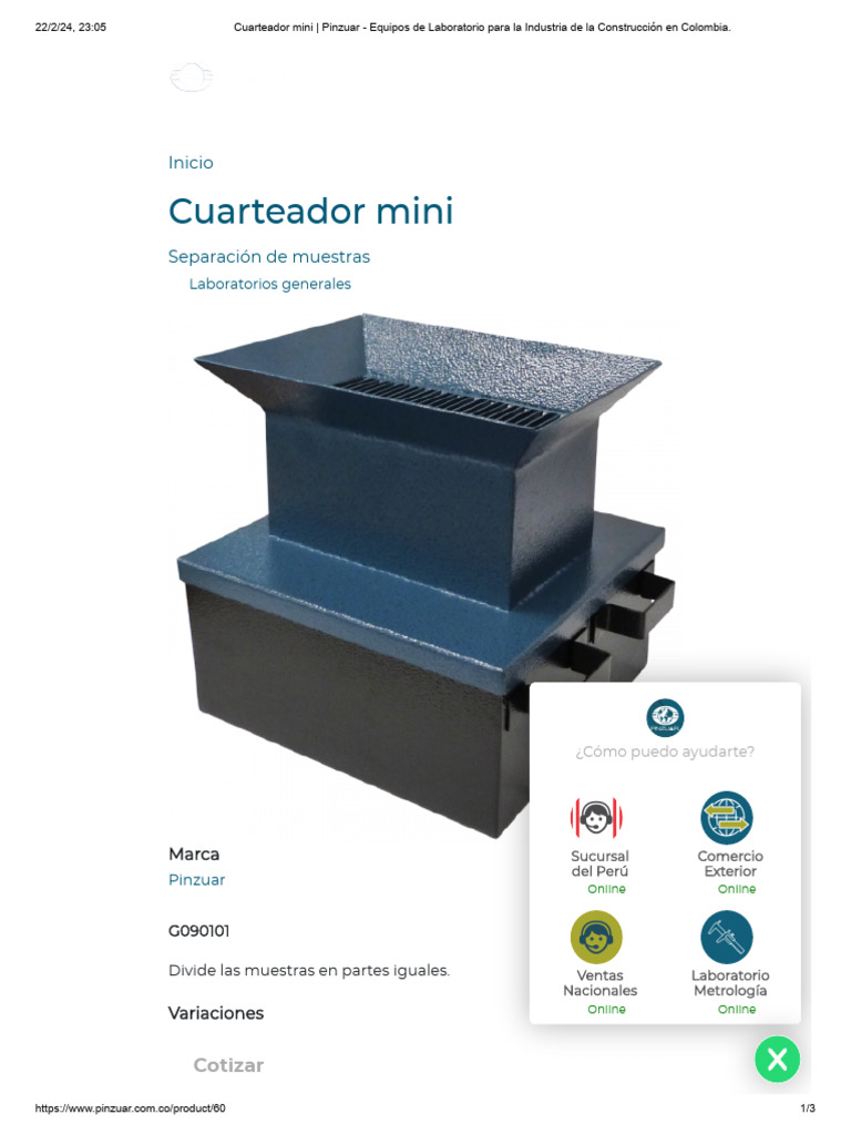 Cuarteador Mini - Pinzuar - Equipos de Laboratorio para La Industria de ...
