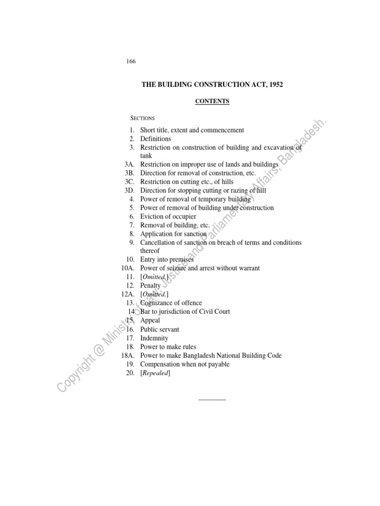 Building Construction Act, 1952 | PDF | Common Law | Government
