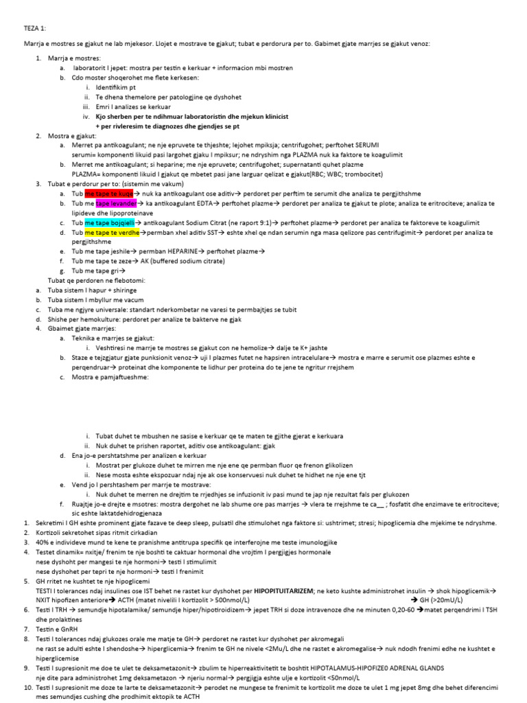 Biokimi Klinike Shenime | PDF