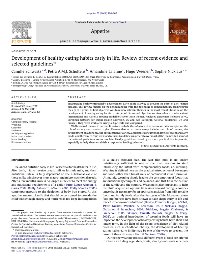 Development of Healthy Eating Habits Early in Life. Review of Recent ...