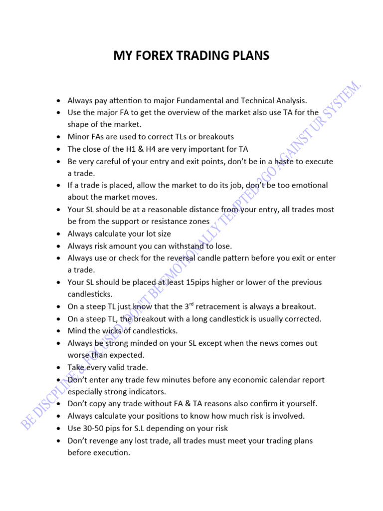 My Forex Trading Plans | PDF | Forecasting | Business