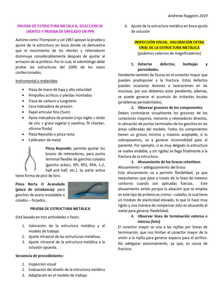 Prueba de Estructura Metálica Dental | PDF | Odontología | Boca