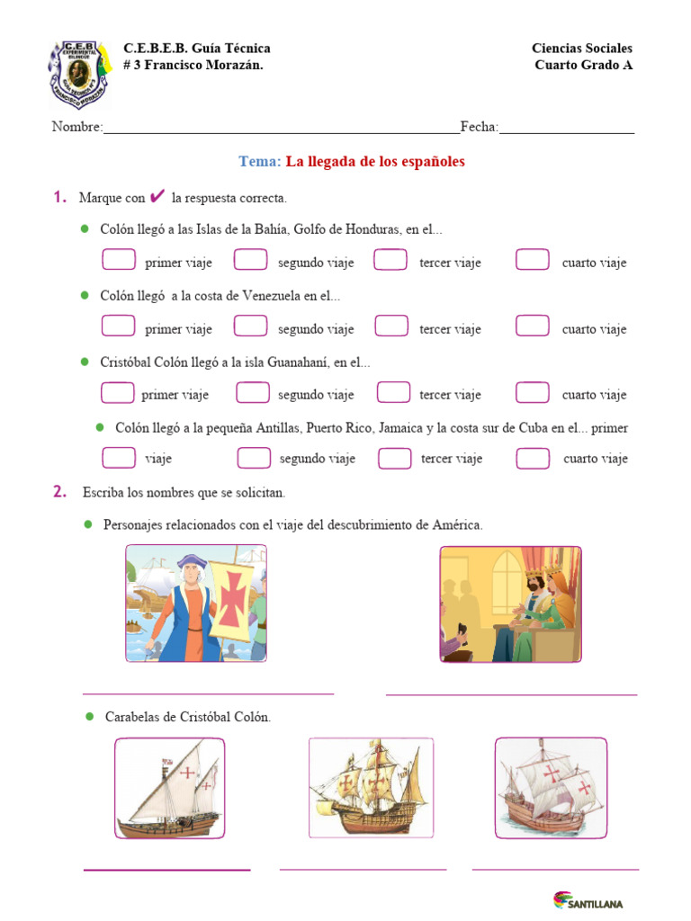 Exploración de Colón para Cuarto Grado | PDF | Viajes de Cristóbal Colón | Cristobal colon