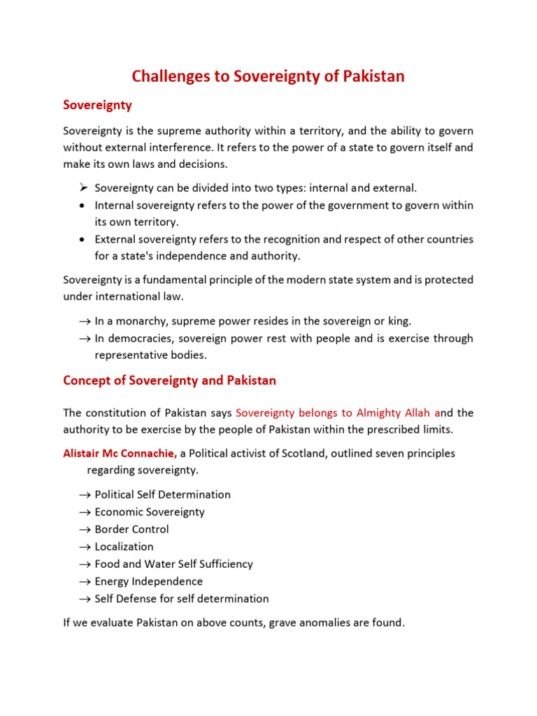 Challenges To Sovereignty of Pakistan | Download Free PDF | Sovereignty ...