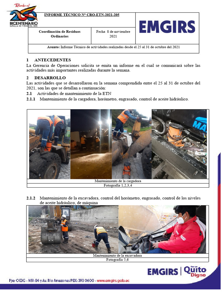 Informe Técnico N 205 Cro-Etn-2021 | PDF | Residuos | Sector secundario de la economía