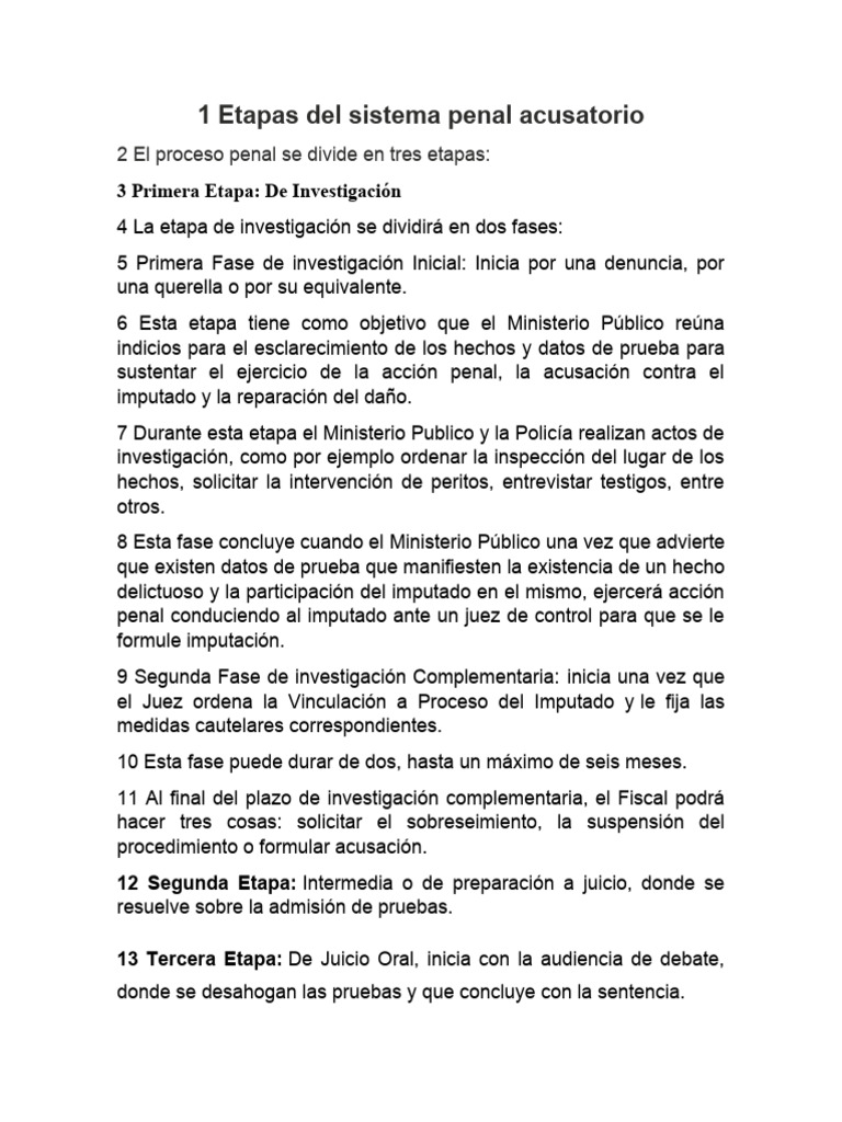 1 Etapas Del Sistema Penal Acusatorio Pdf