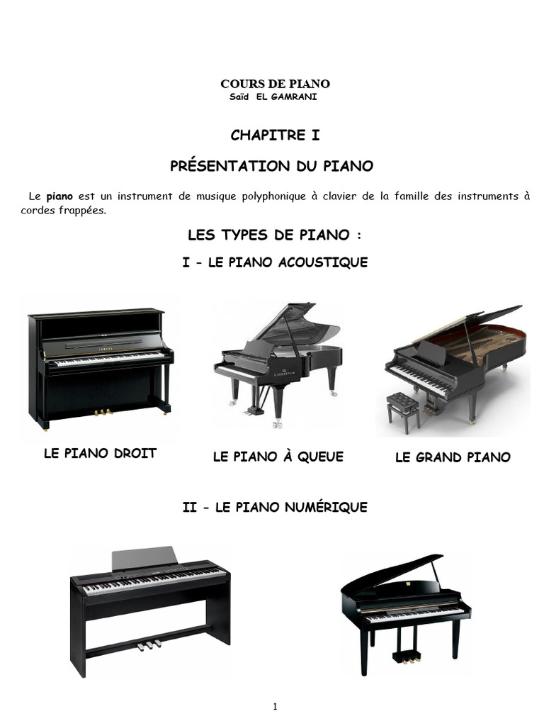Introduction au Piano et Position des Doigts | PDF | Piano ...