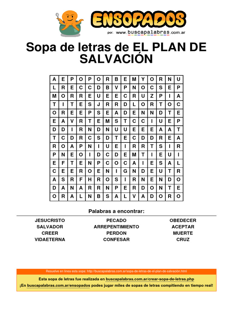 Sopa de Letras de El Plan de Salvación | PDF