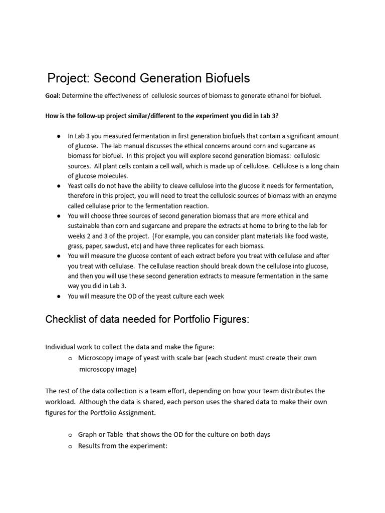 Biofuels Project Manual W24 | PDF | Biofuel | Cellulose