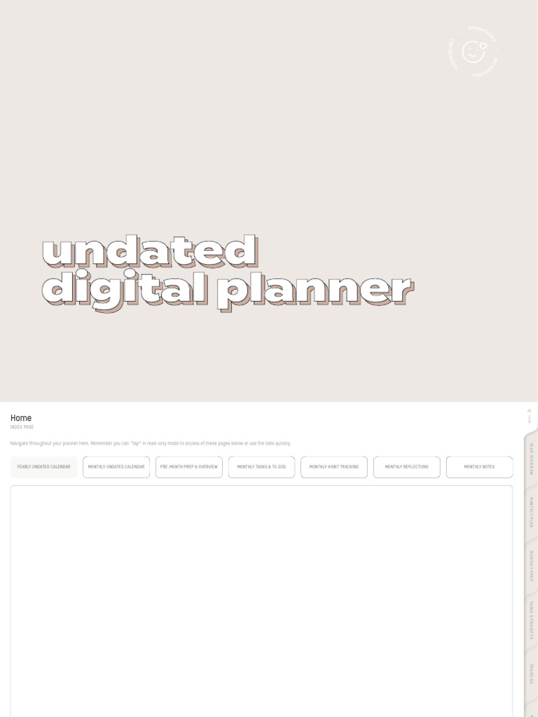 Sunday Undated Planner Beige | PDF