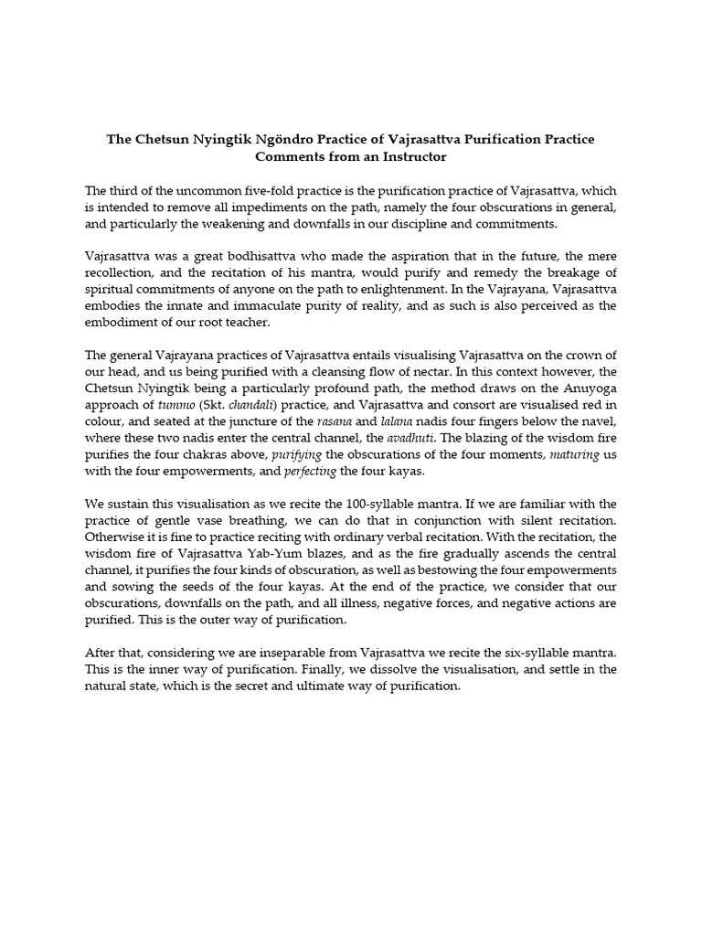 Vajrasattva Purification Practice Guide | PDF