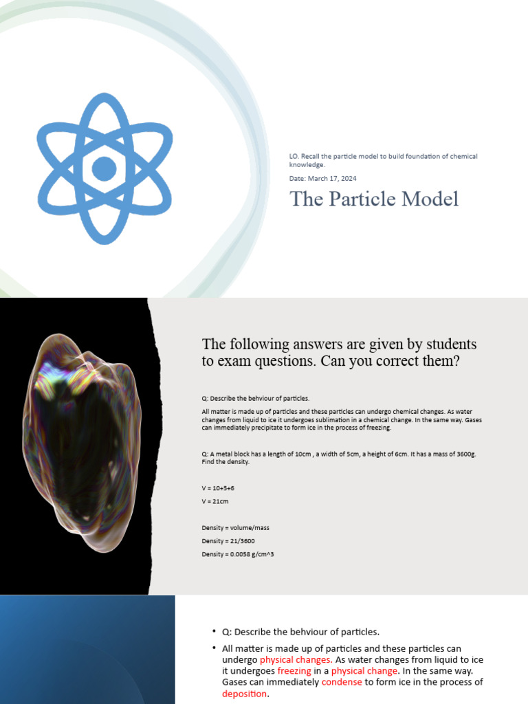 Understanding Particle Behavior and Changes | PDF | Chemical Reactions ...