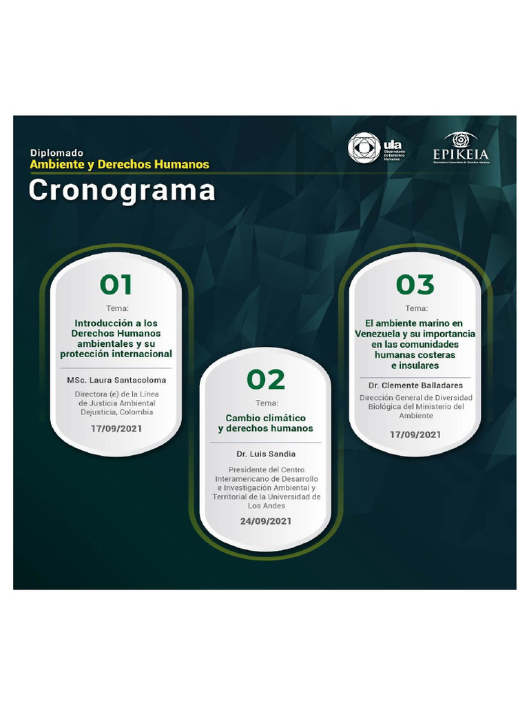 Programa Diplomado Ambiente y DDHH ODH-ULA 2021 | PDF