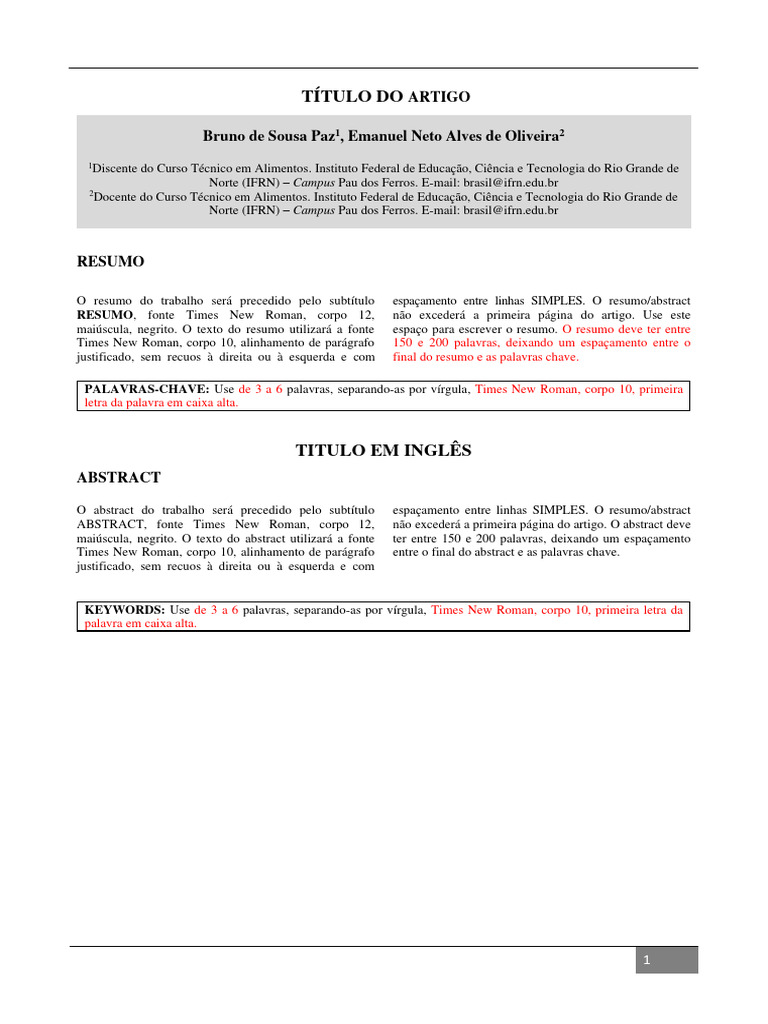 Modelo de TCC | PDF | Abstract (resumo) | Caixa alta e caixa baixa