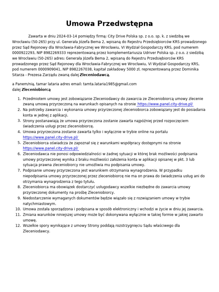 Preliminary Agreement | PDF