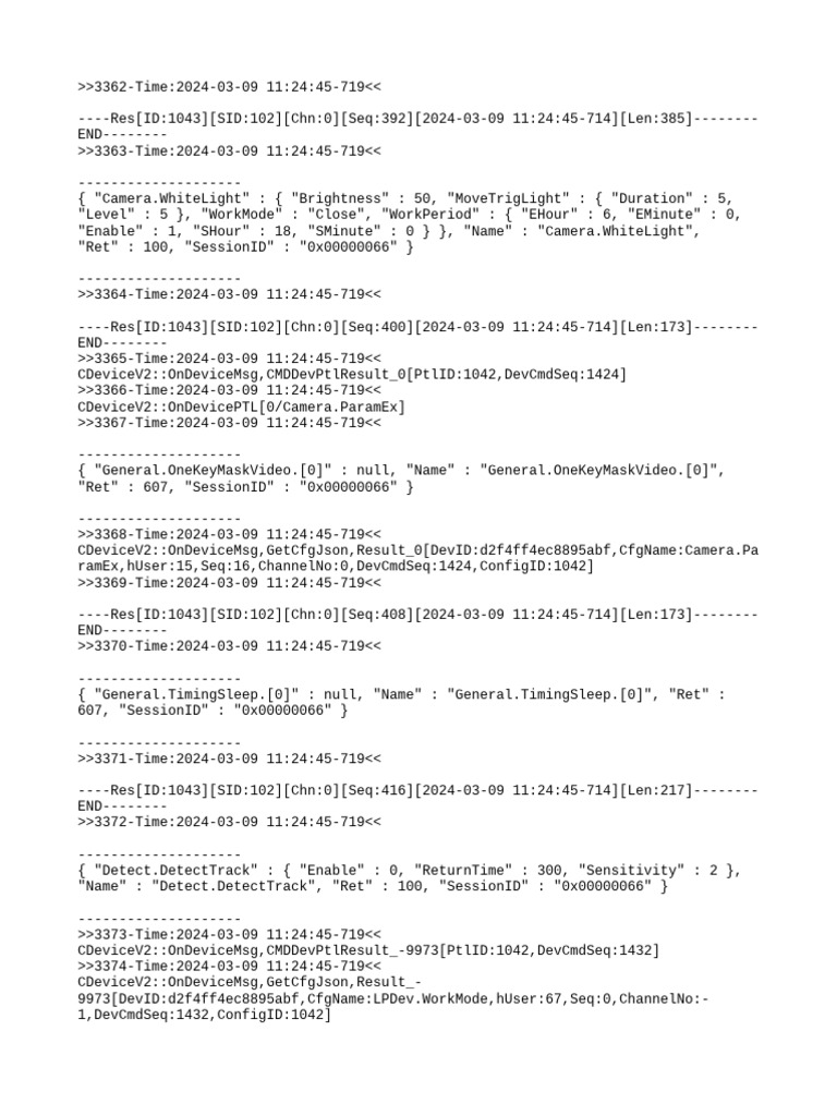 Camera Configuration and Status Logs | PDF