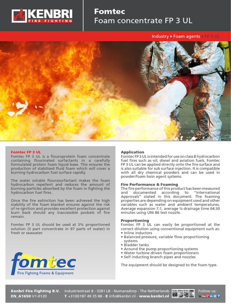 Fomtec FP 3 UL Foam Concentrate Guide | PDF | Chemistry | Industrial ...