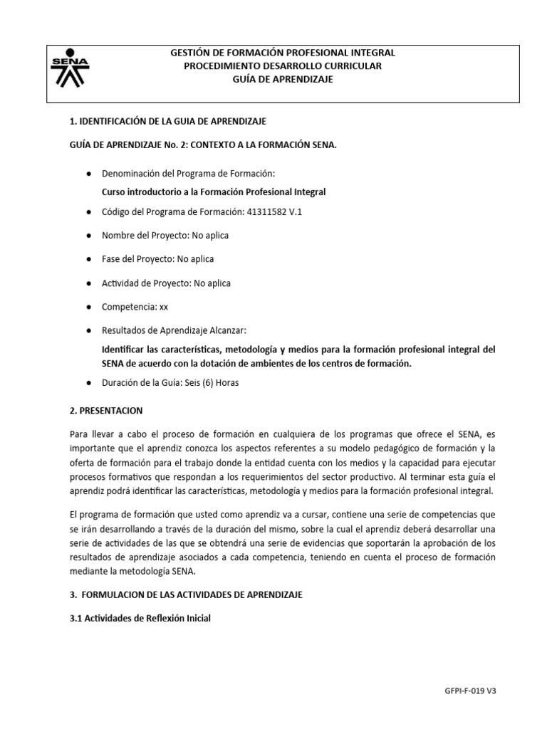 GFPI-F-019 - Formato - Guia - de - Aprendizaje No. 2 INDUCCION | PDF | Ciencia cognitiva ...