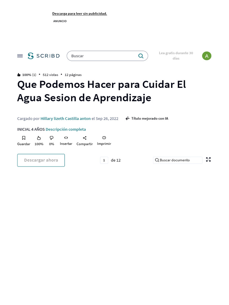 Que Podemos Hacer para Cuidar El Agua Sesion de Aprendizaje - PDF ...