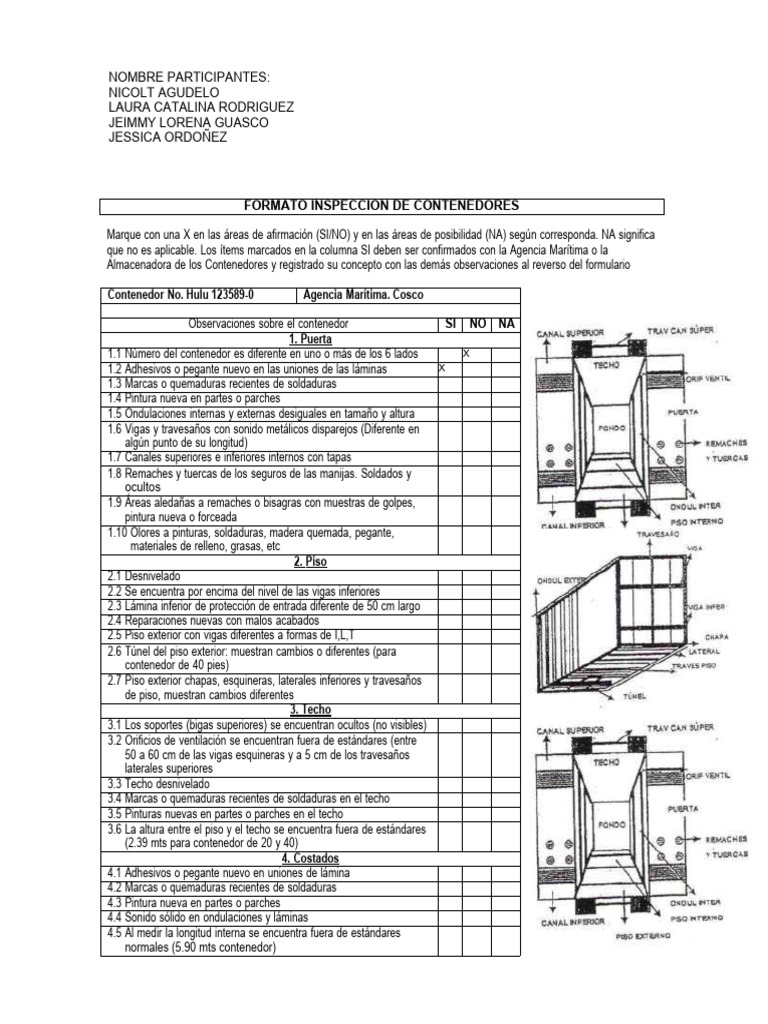 Formato de Inspeccion de Contenedores | PDF | Estilos de carrocería ...