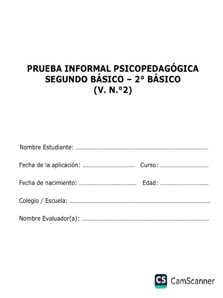 Prueba Informal 2do Básico | PDF