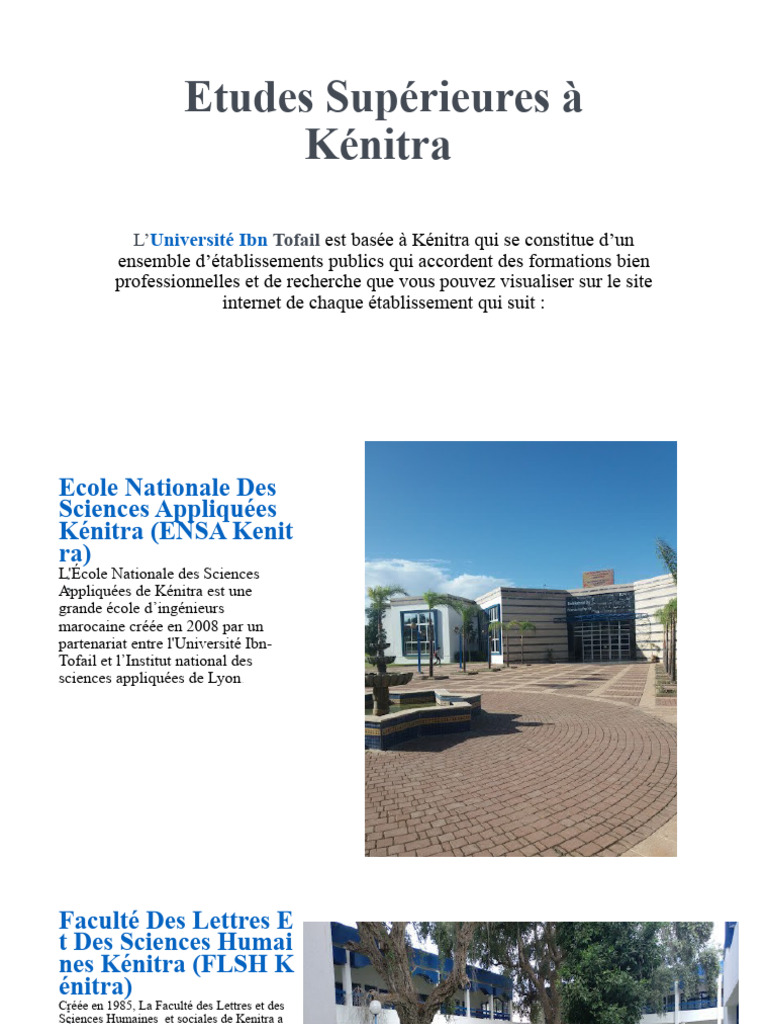 Etudes Supérieures À Kénitra | PDF | Science | Université