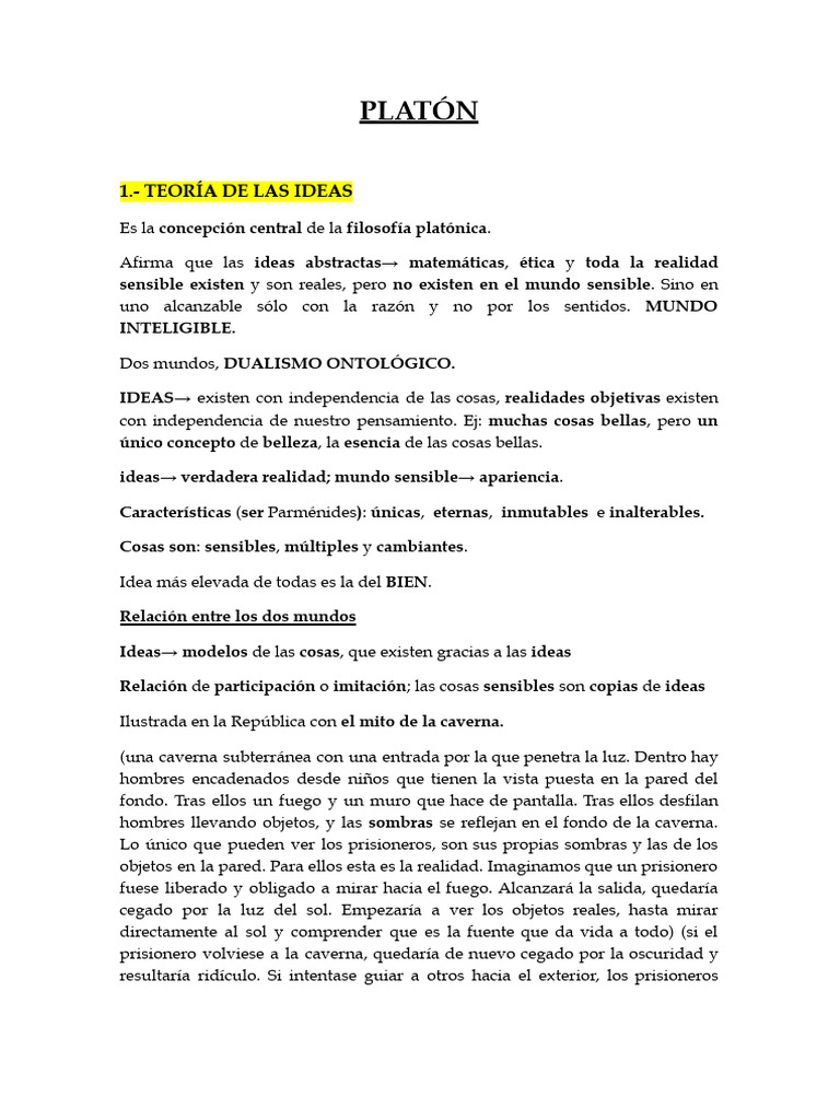 Resúmen de Platón | PDF