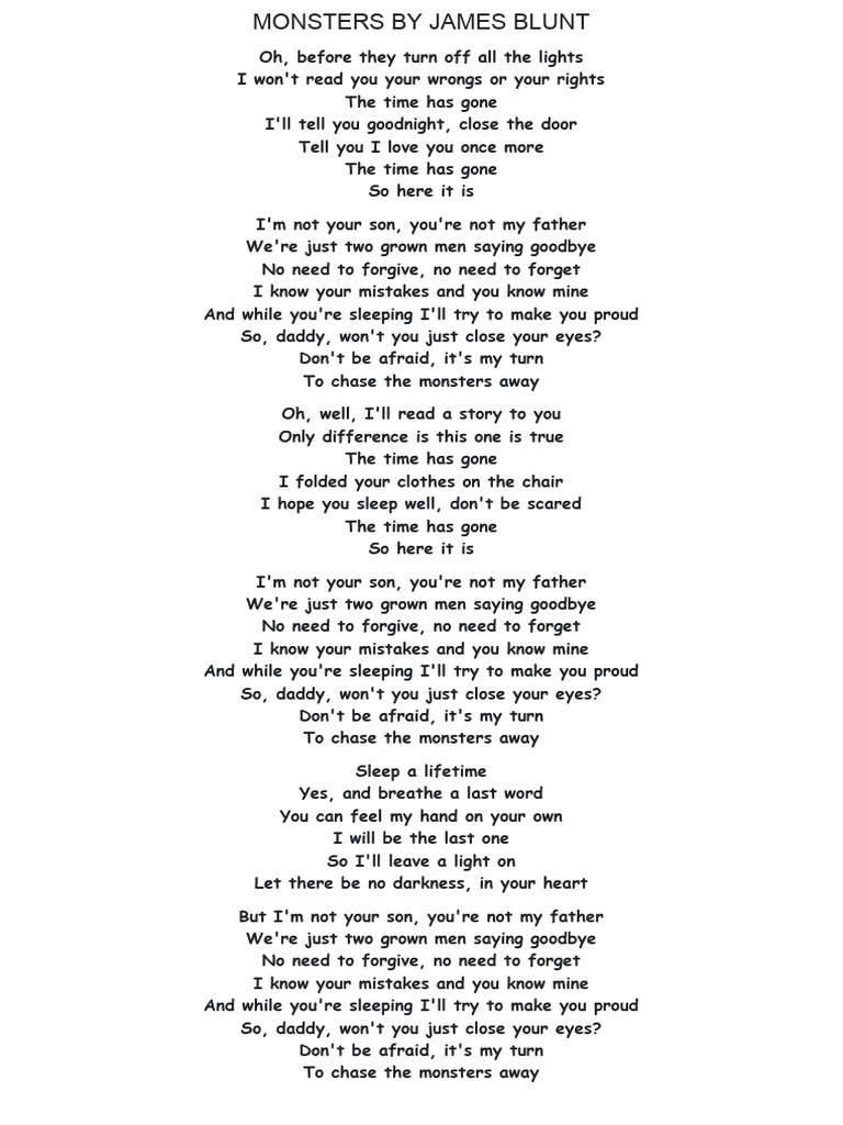 James Blunt's "Monsters" Lyrics Analysis | PDF