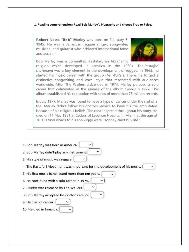 Bob Marley Biography | PDF