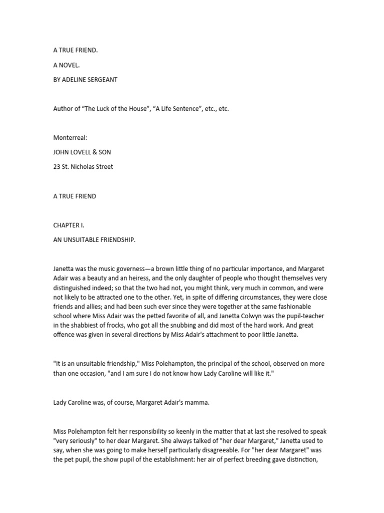 A True Friend | PDF