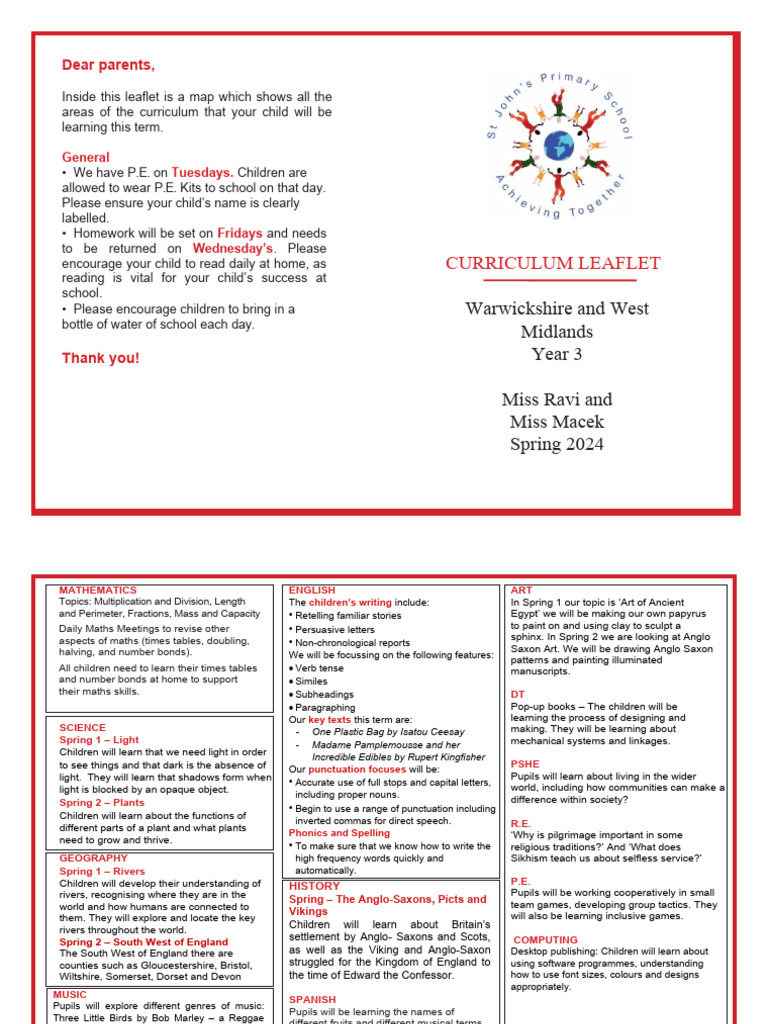 Y3 Curriculum Leaflet - Spring 1 2 | PDF | Linguistics