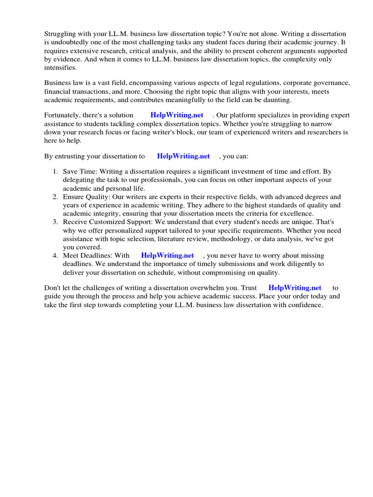 LLM Business Law Dissertation Topics | PDF | Thesis | European Union