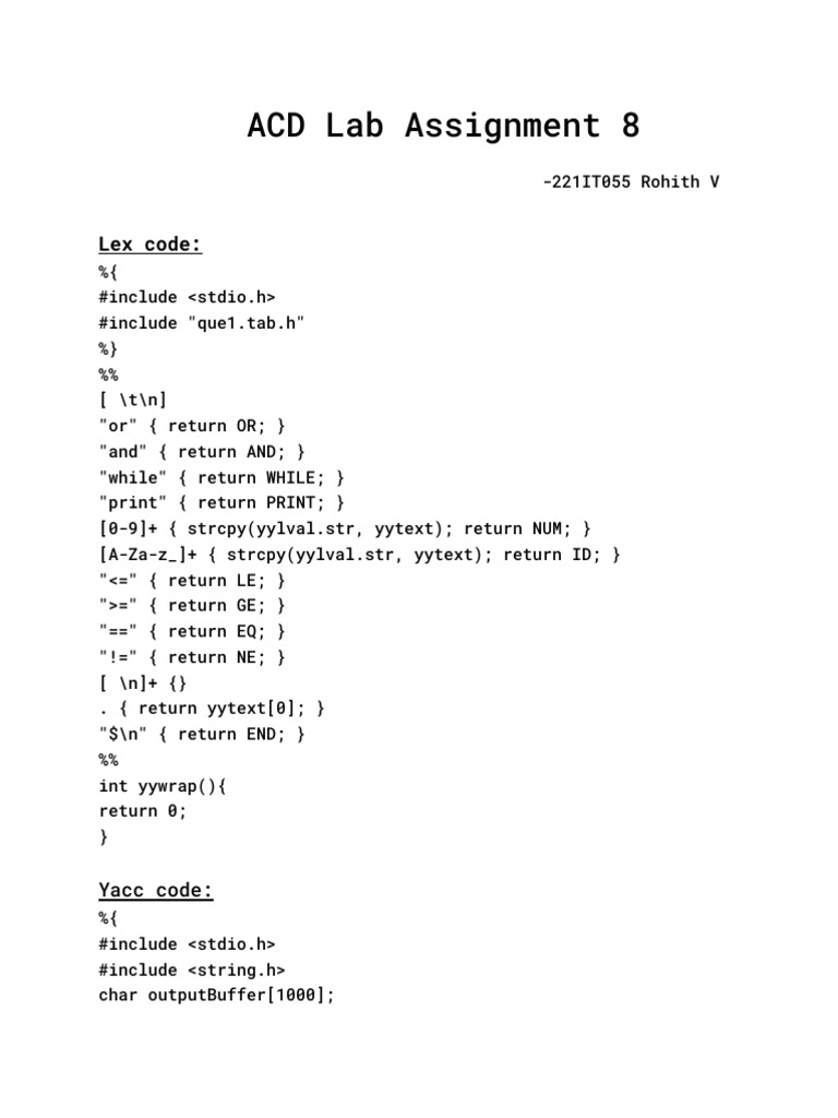 ACD Lab 8 221IT055 RohithV | PDF | Computer Science | Computing