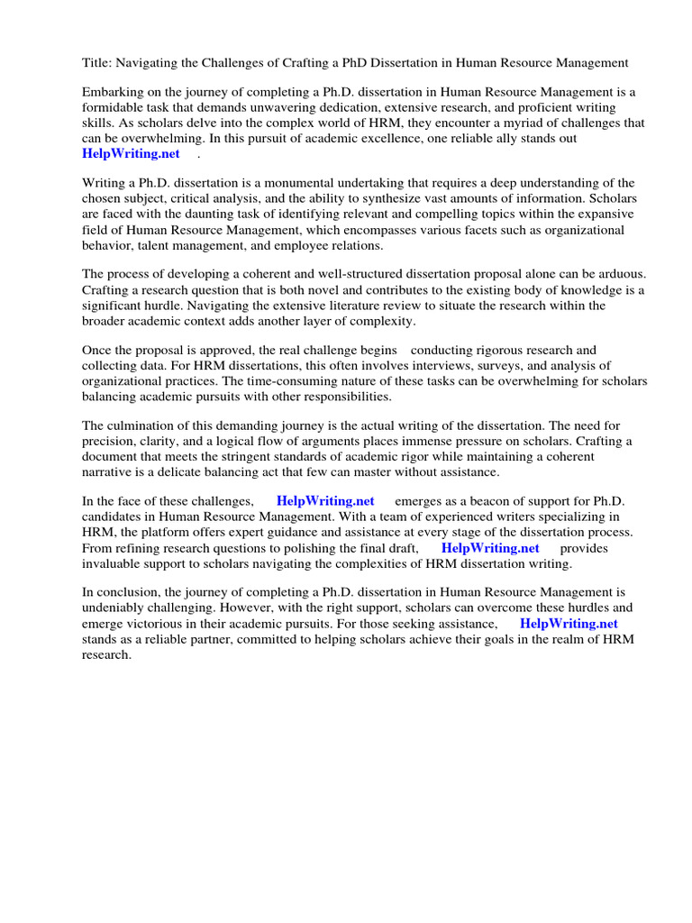 PHD Dissertation Topics in Human Resource Management | PDF | Human ...