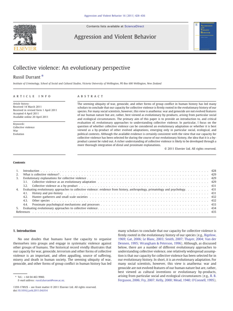 Collective Violence | PDF | Violence | Aggression