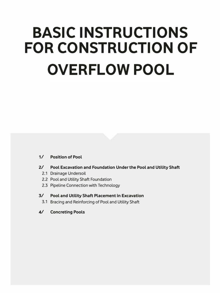 Overflow Pool Construction Guide | PDF | Concrete | Foundation (Engineering)