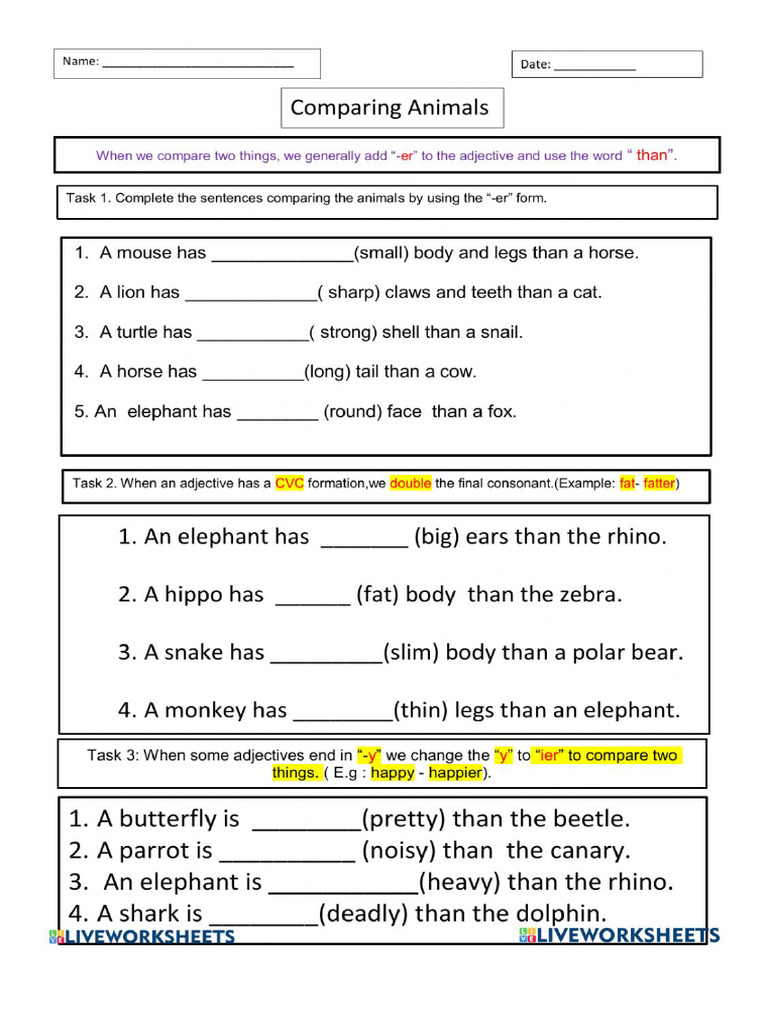 Comparing animals | PDF