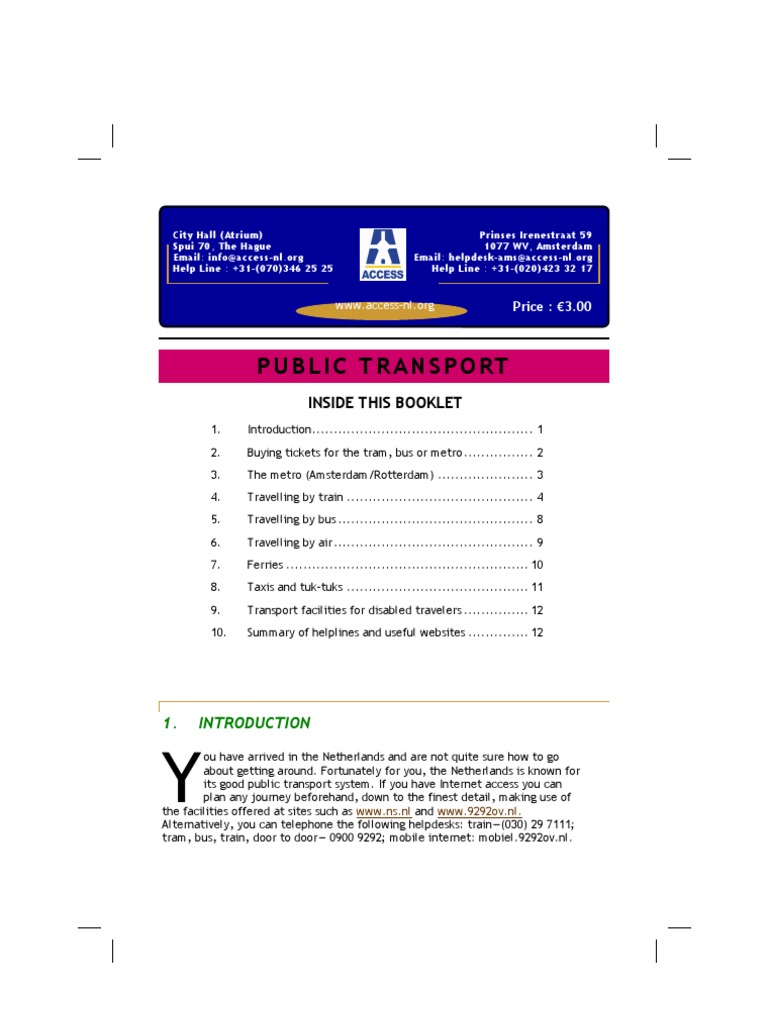 Holland Transport Guide | PDF | Public Transport | Transport
