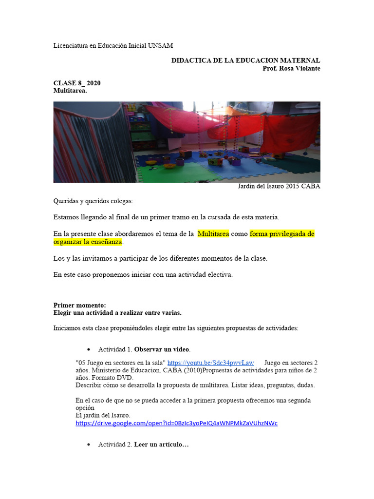 MULTITAREA | PDF | Educación de la primera infancia | Enseñando