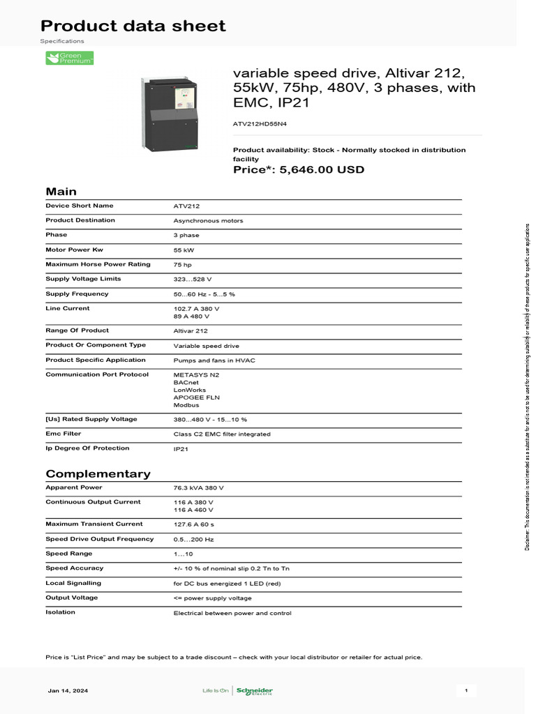 Schneider Electric - Altivar-212-Variable-Frequency-Drive-VFD ...