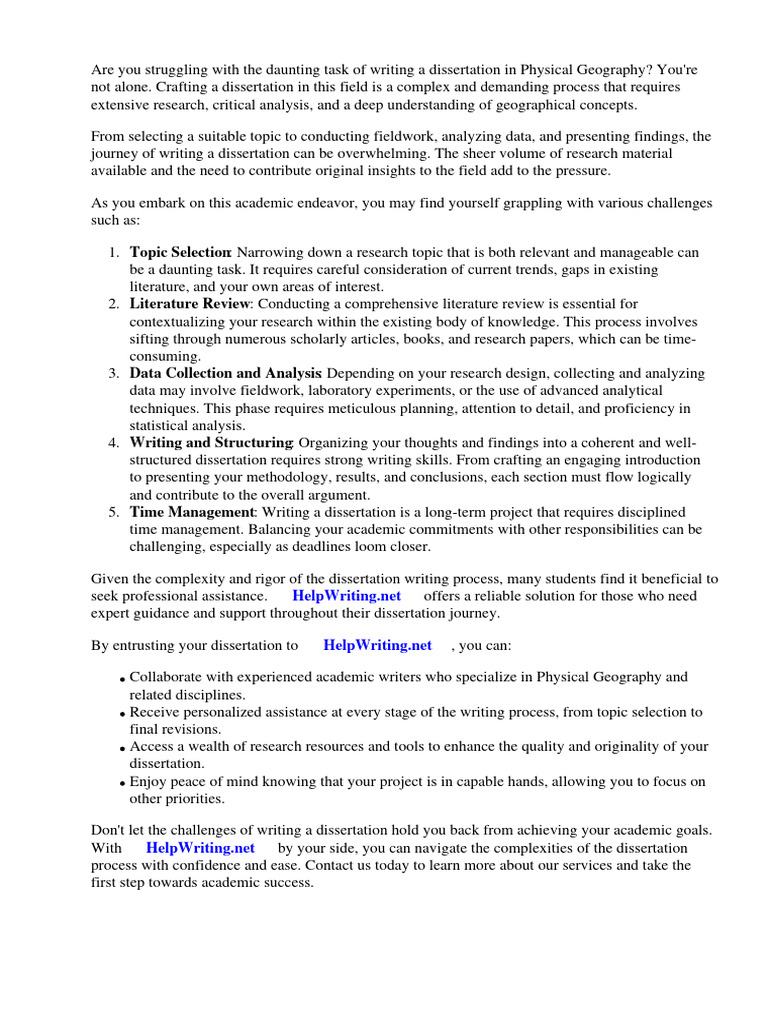 Dissertation Ideas Physical Geography | PDF | Geography | Science