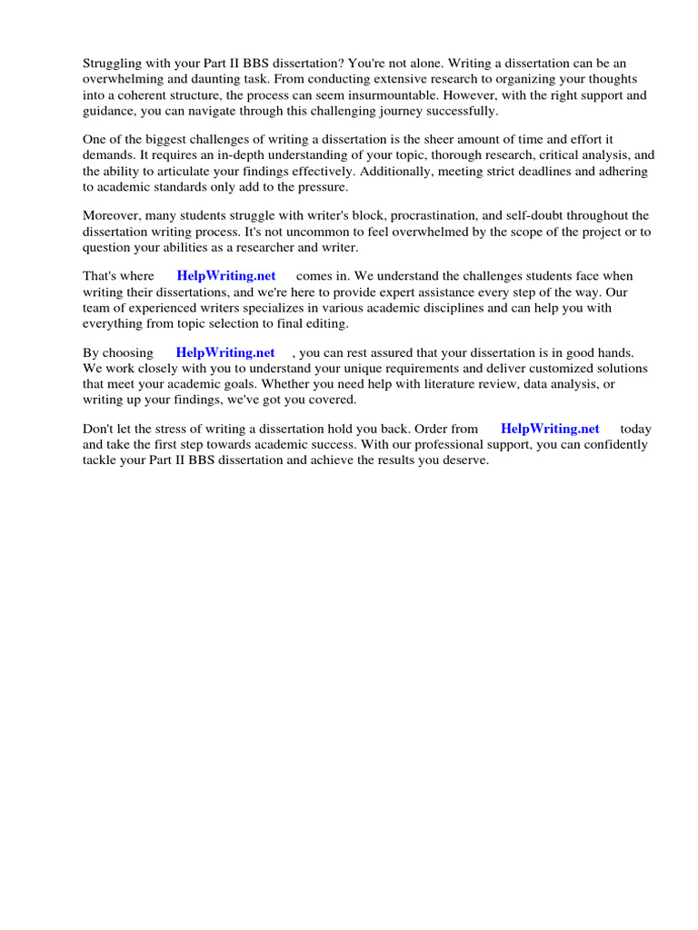Part II Bbs Dissertation | PDF | Methodology | Thesis