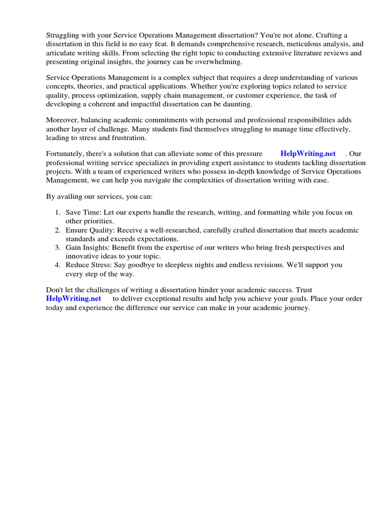 Service Operations Management Dissertation Topics | Download Free PDF ...