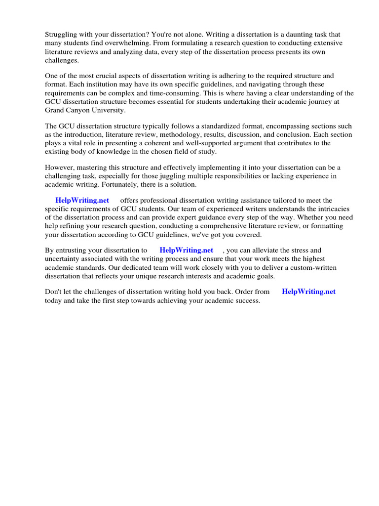 Gcu Dissertation Structure | PDF | Thesis | Methodology