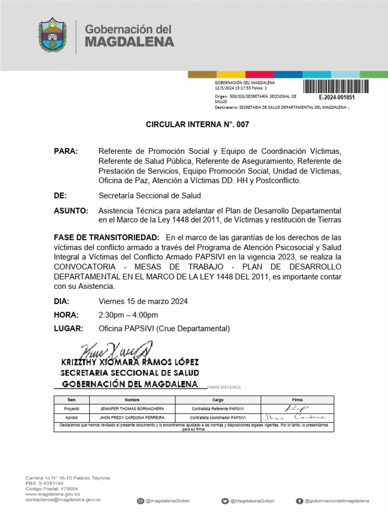 Circular Interna N°. 007 | PDF | Gobierno